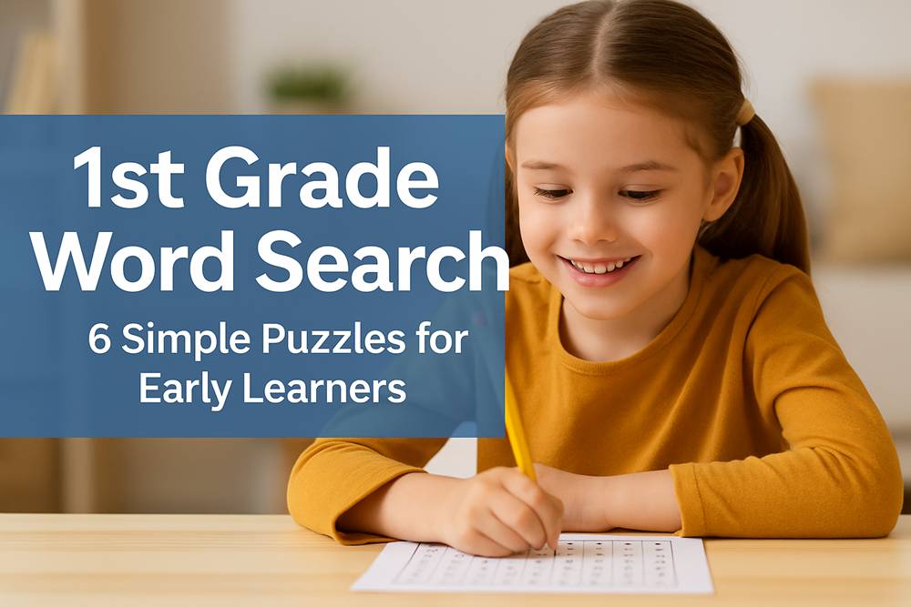 1st Grade Word Search 6 Simple Puzzles for Early Learners